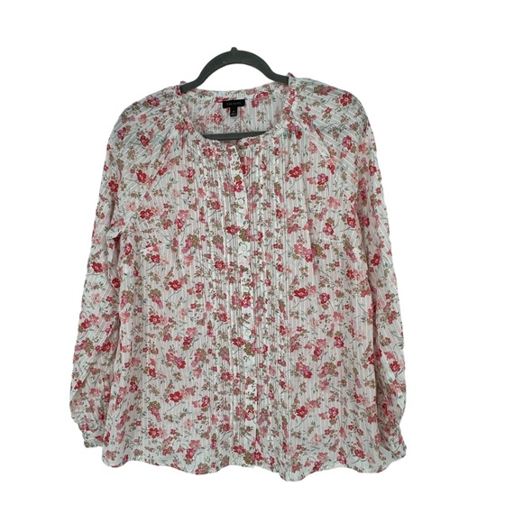 Talbots | Tops | Womens Talbots Size Medium Pinkwhite Floral Cotton ...